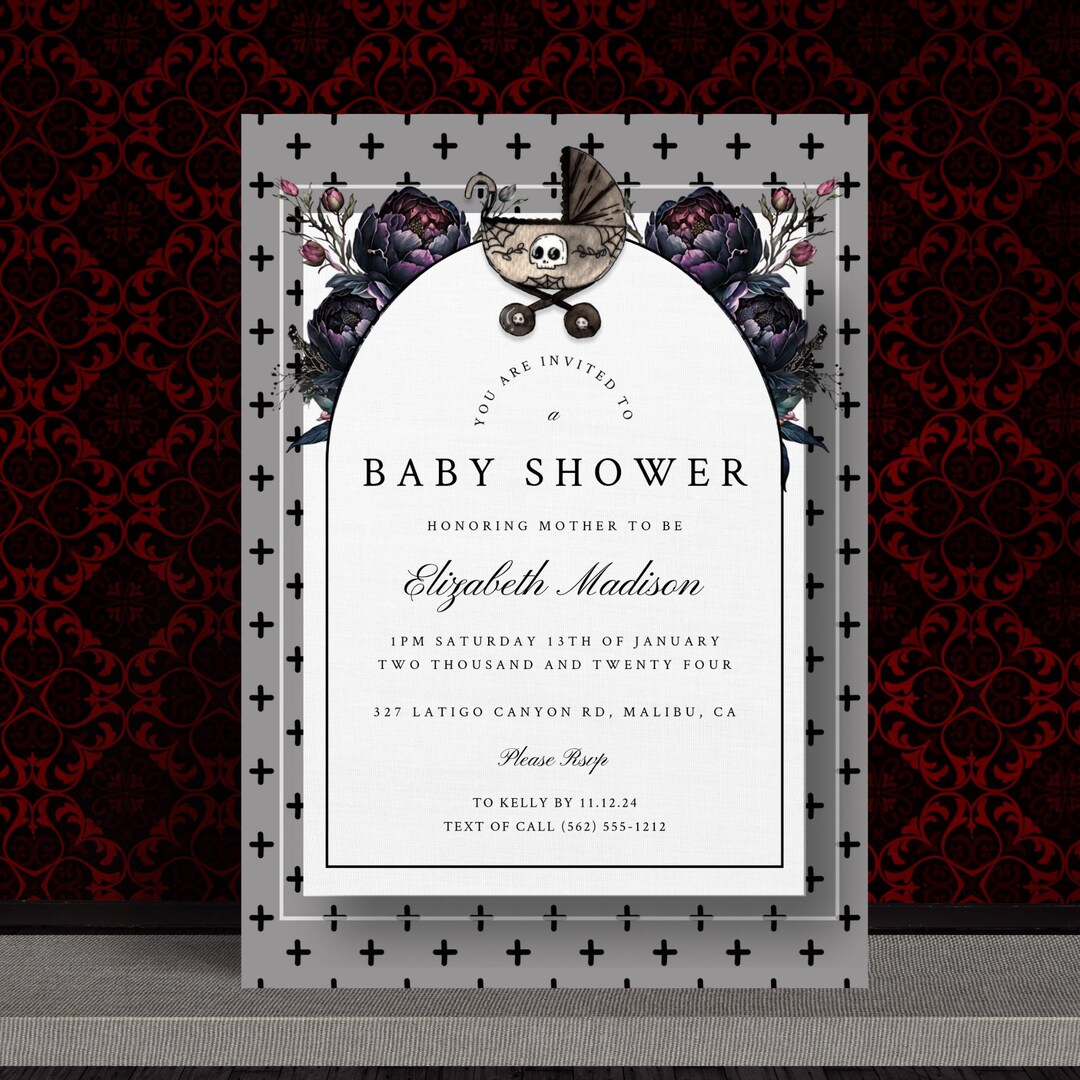 Goth Baby Shower Invite, Gothic Halloween Baby Shower Invitation ...