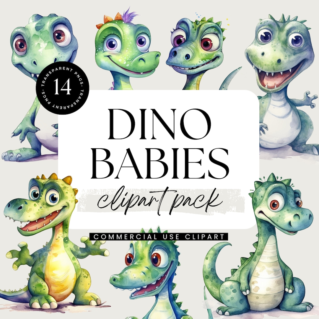 Baby Dinosaurs Clipart, Watercolor Clipart Pack, Transparent Pngs ...