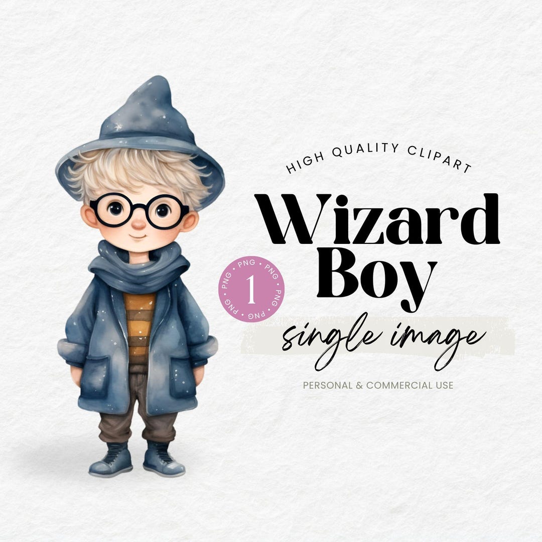 Wizard Boy Clipart, Watercolor Cute Character, Wizarding World PNG ...
