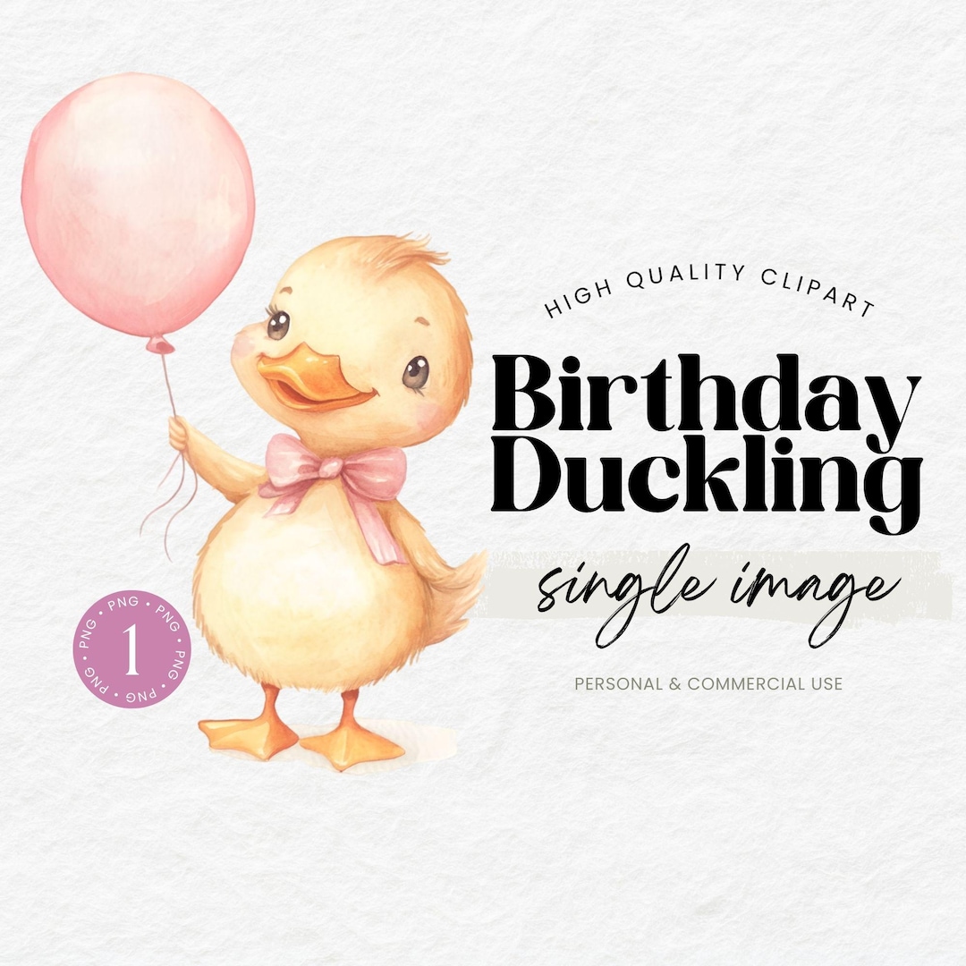 Birthday Girl Duck Watercolor Illustration Clipart, One Lucky Duck ...