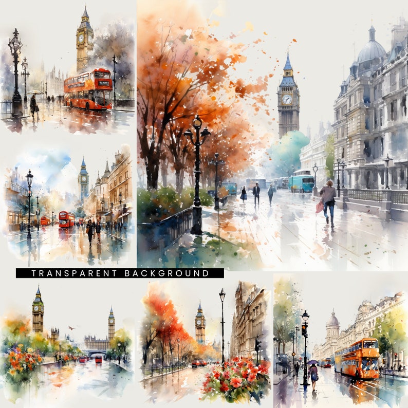 Watercolor London England Clipart, Travel Destination Clipart ...