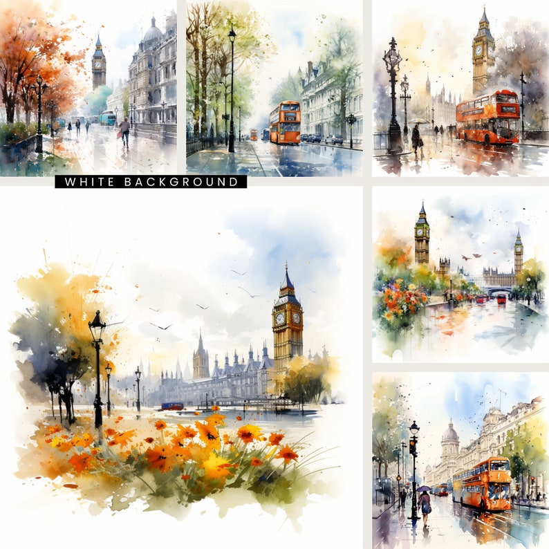 Watercolor London England Clipart, Travel Destination Clipart ...