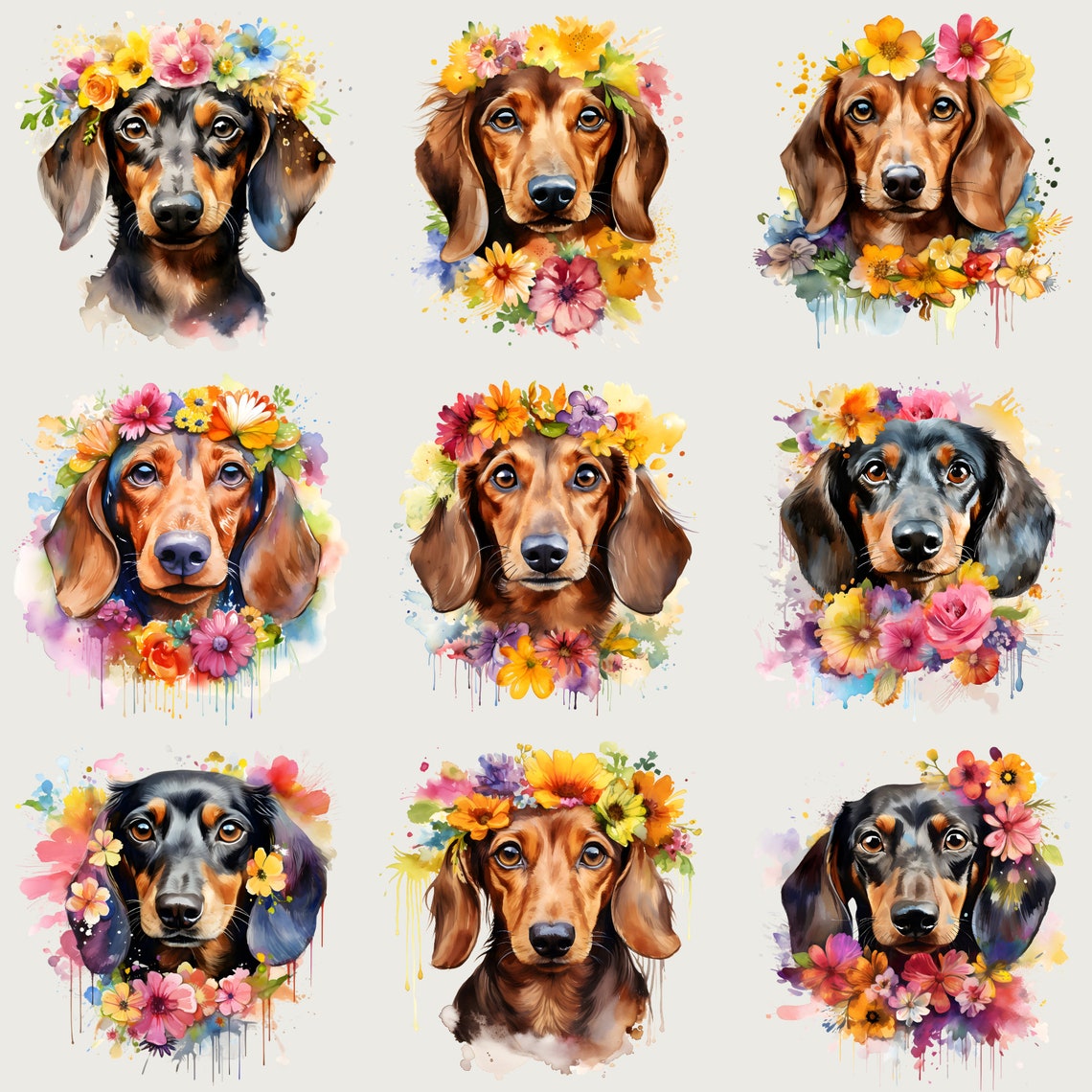 Dachshund Clipart Pack, Transparent Pngs, Commercial Use, Dog Wall Art ...
