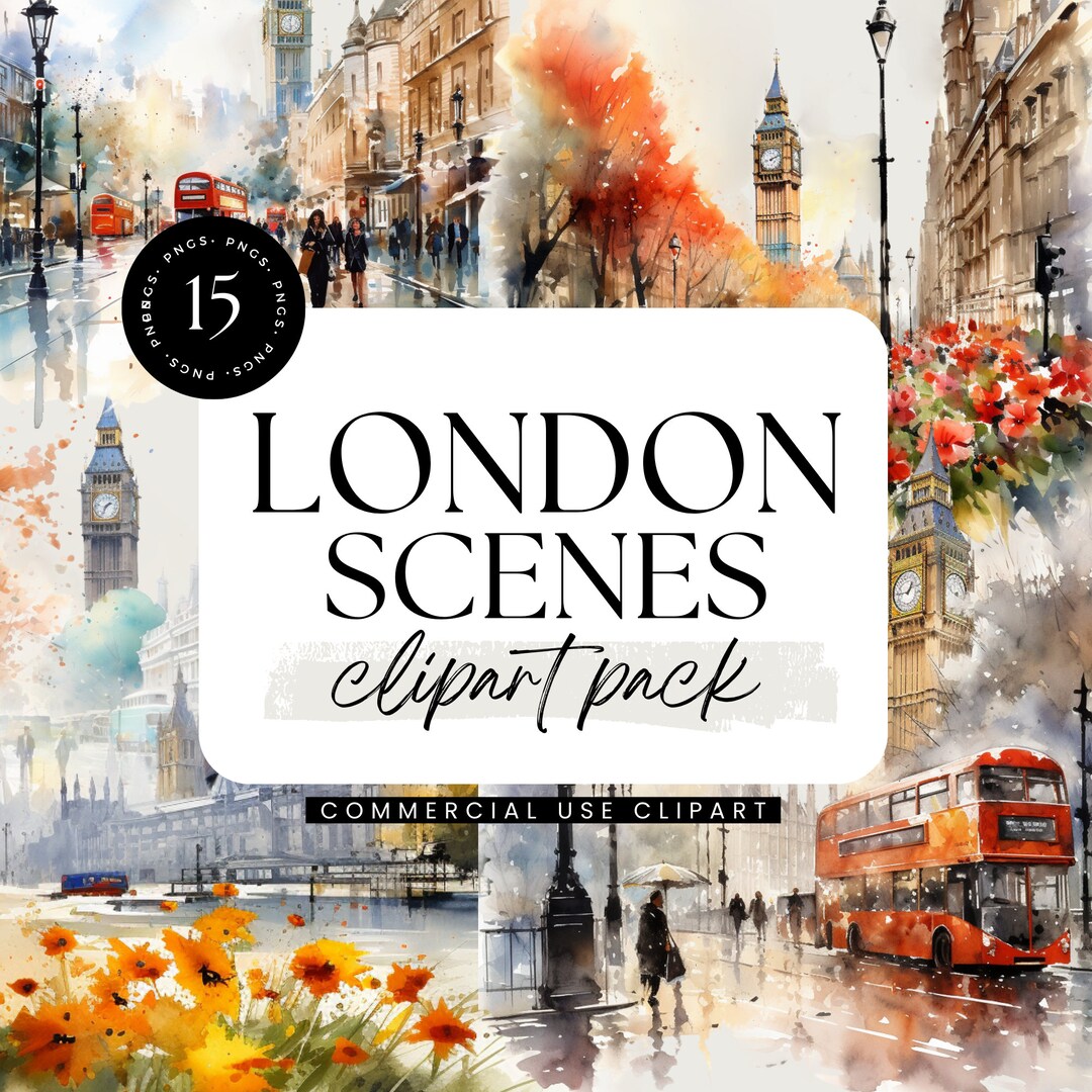 Watercolor London England Clipart, Travel Destination Clipart ...