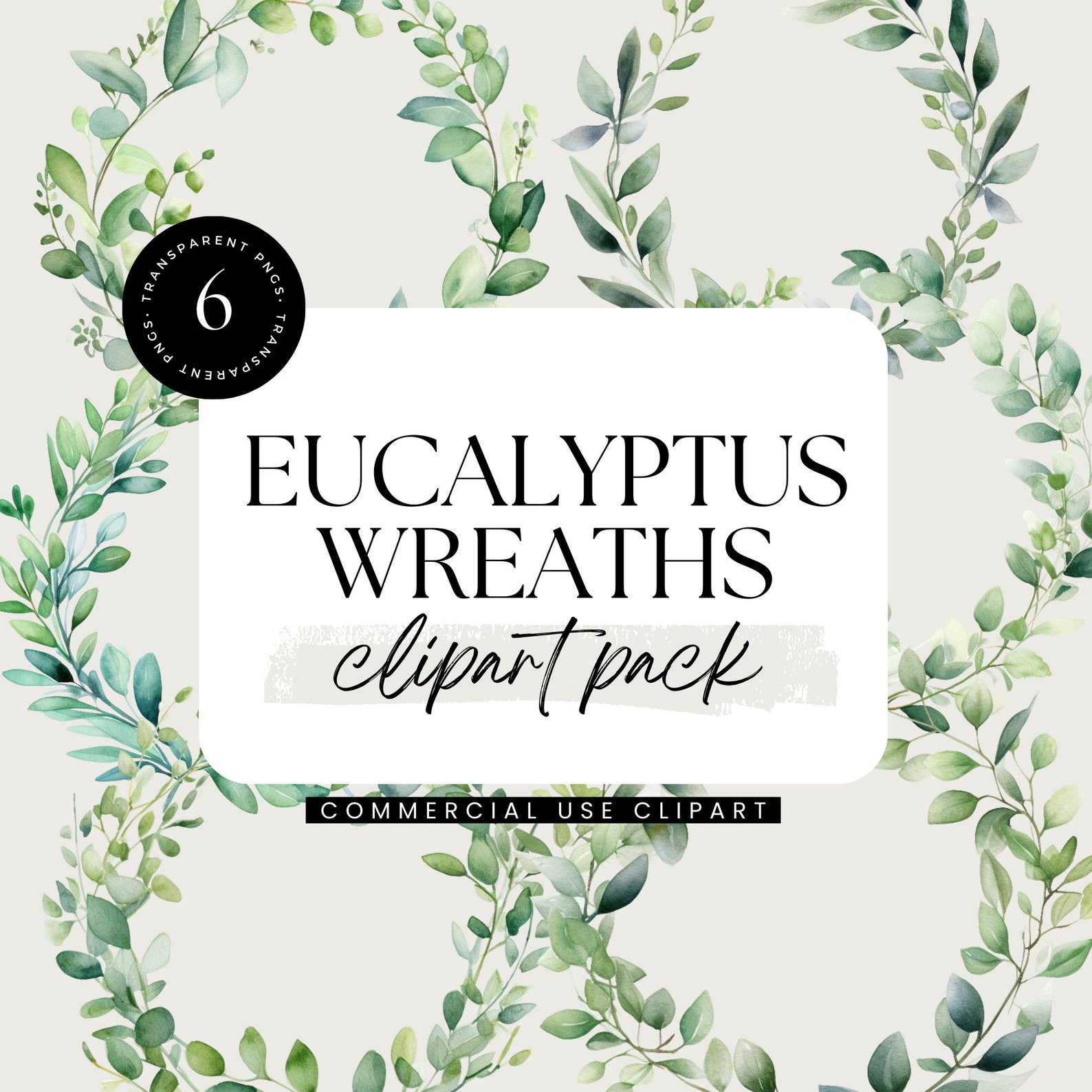 Eucalyptus Leaves Wreath Clipart, Botanical Watercolor Clipart Pack ...