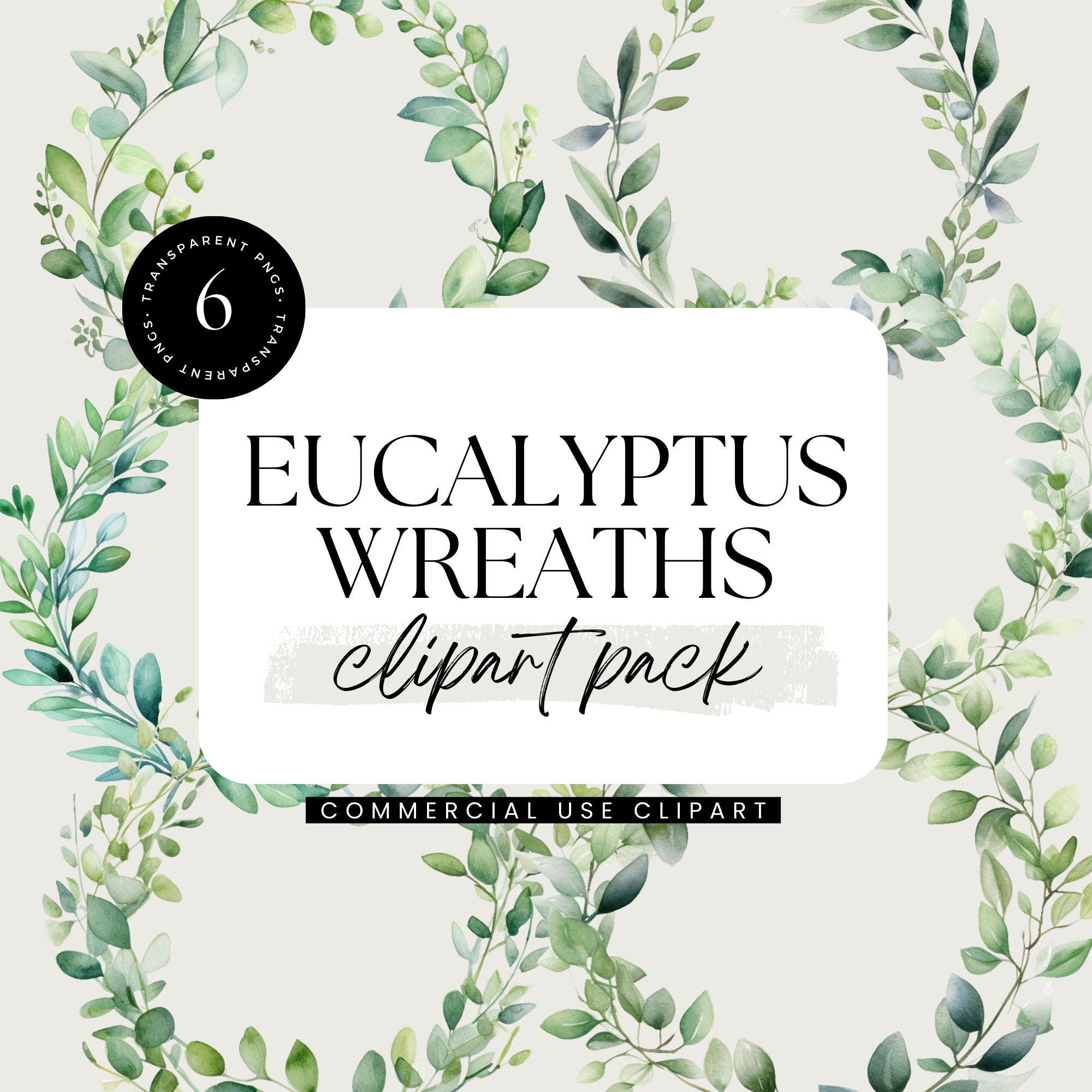 Eucalyptus Leaves Wreath Clipart Botanical Watercolor Clipart - Etsy