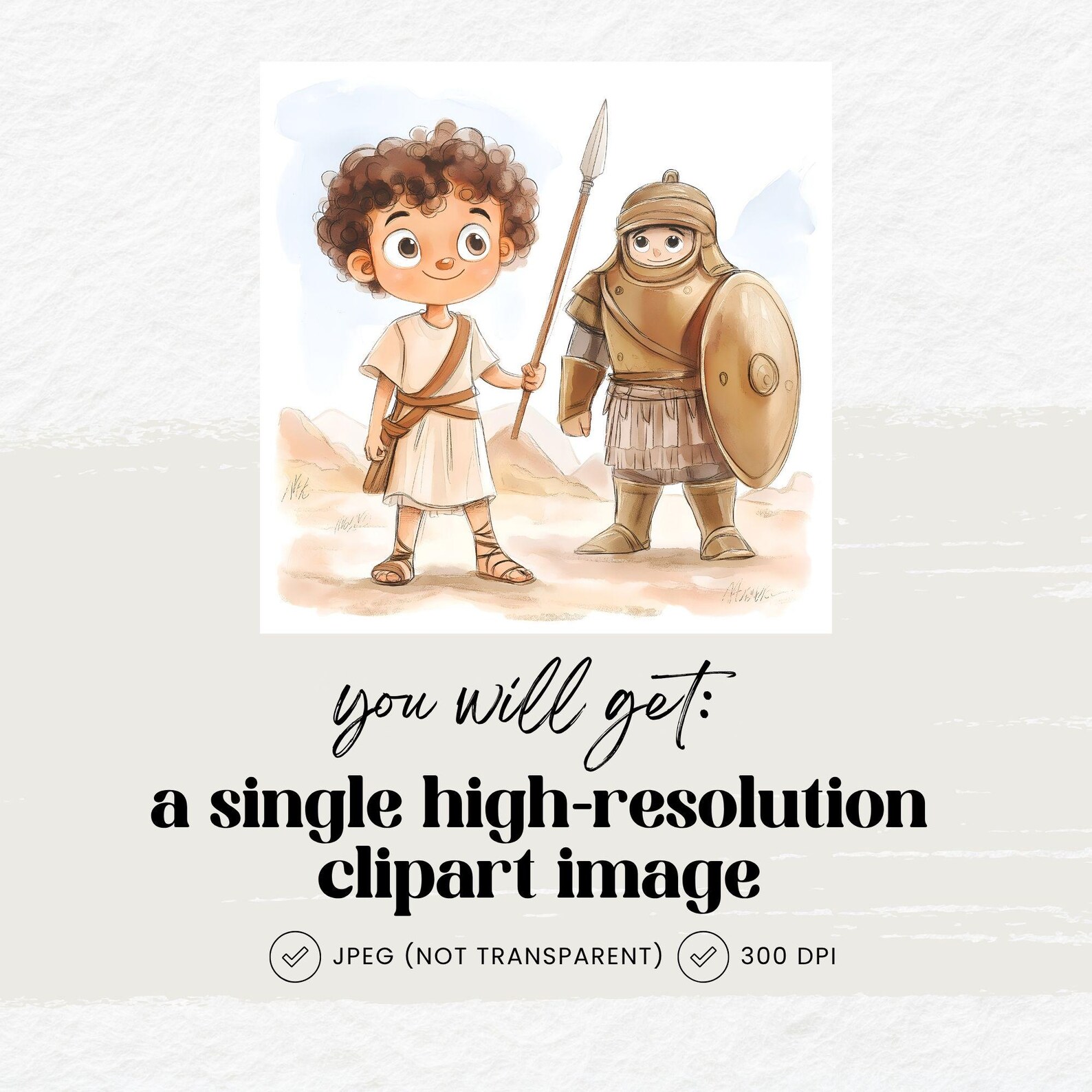 David and Goliath Clipart, Christian Kids Illustration for Bible ...