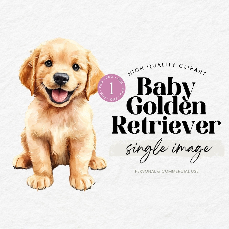 Golden Retriever Puppy Clipart, Cute Dog for Nursery Wall Art ...