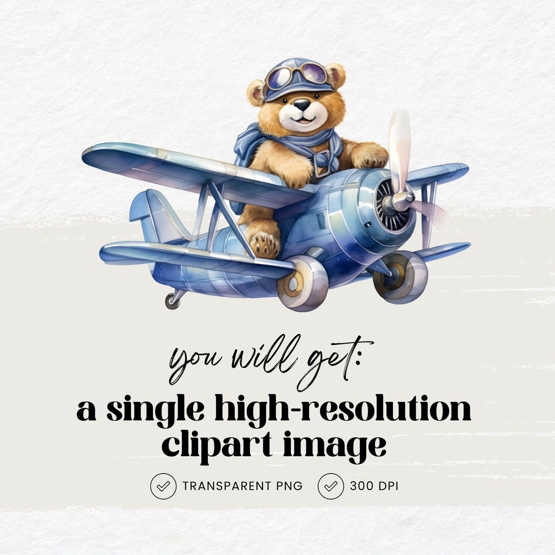 Aviator Bear Clipart, Cute Bear Riding Vintage Airplane, Can Bearly ...