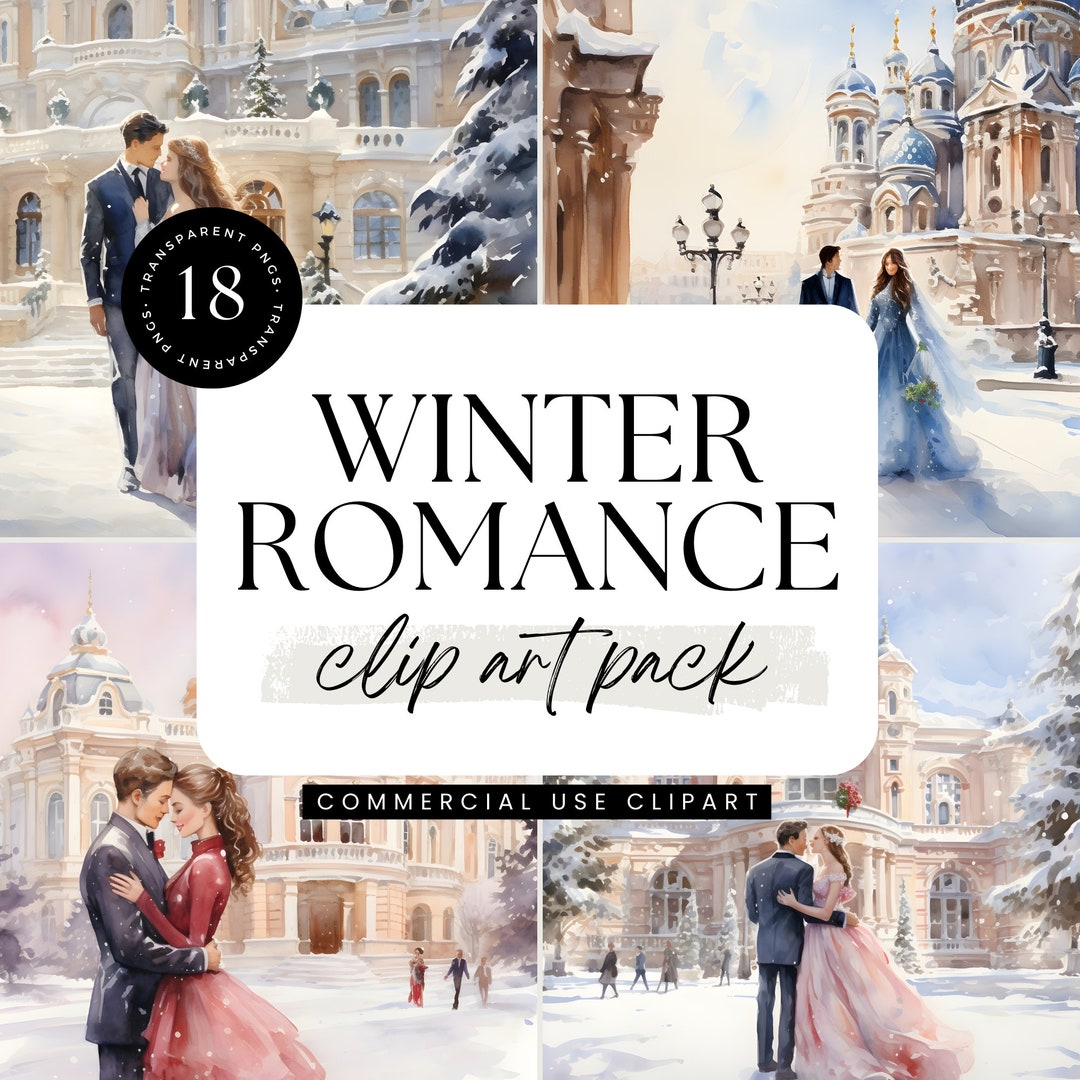 Winter Romance Watercolor Clipart Pack, Winter Wedding Invitation ...
