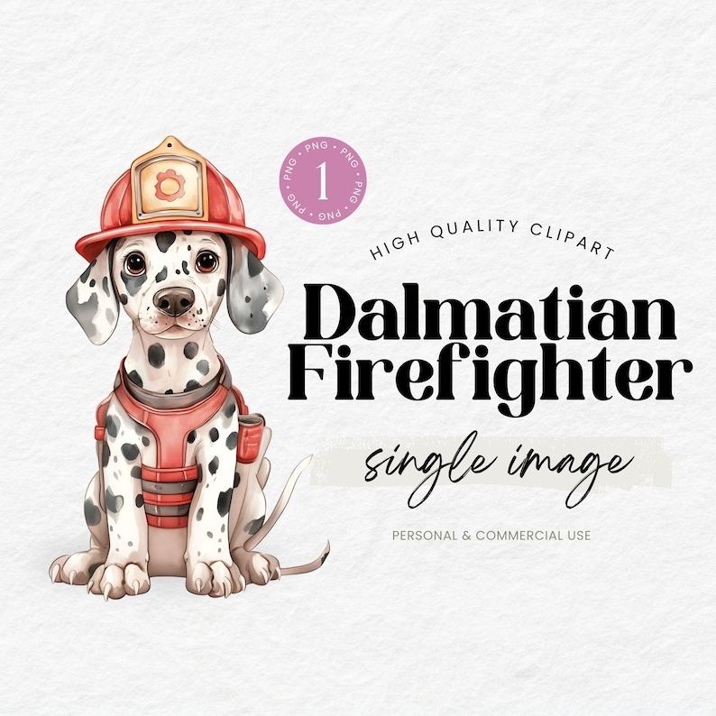 Dalmatian Firefighter PNG Clipart, Watercolor Illustration, Sound the ...