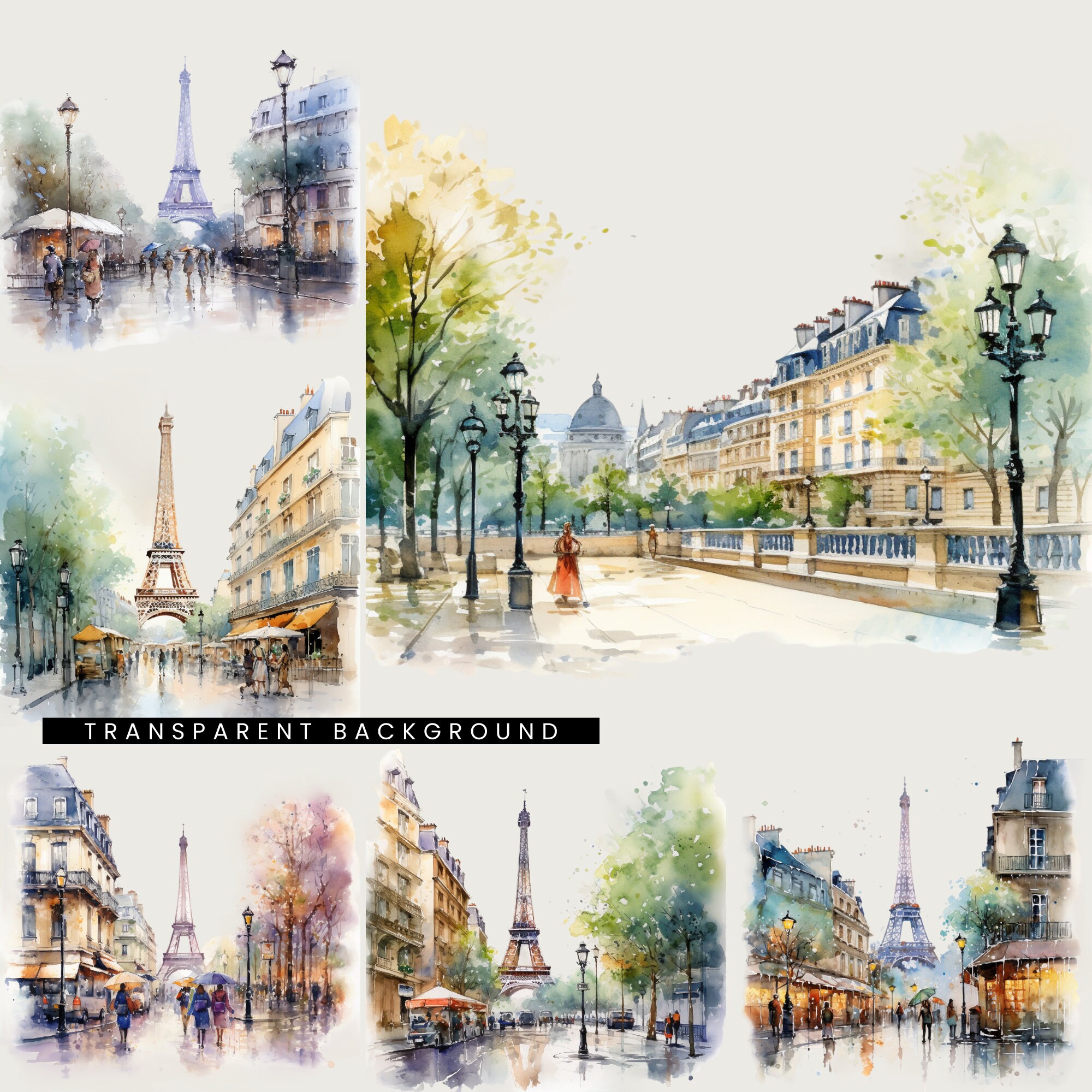 Watercolor Paris France Clipart, Travel Destination Clipart, Scrapbook ...