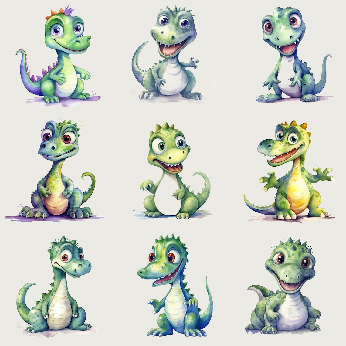 Baby Dinosaurs Clipart, Watercolor Clipart Pack, Transparent Pngs ...