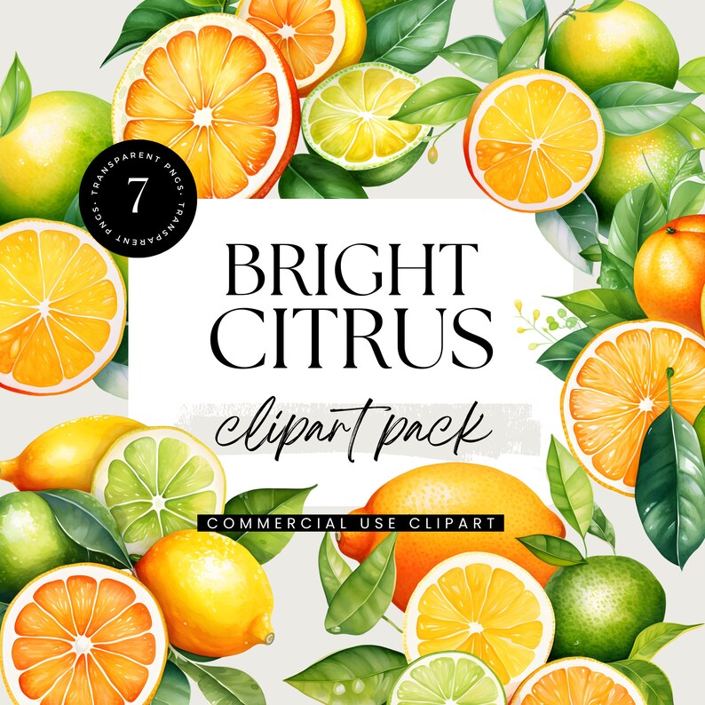 Citrus Fruits Clipart Watercolor Clipart Pack Transparent - Etsy