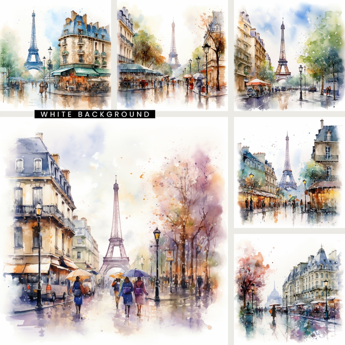 Watercolor Paris France Clipart, Travel Destination Clipart, Scrapbook ...