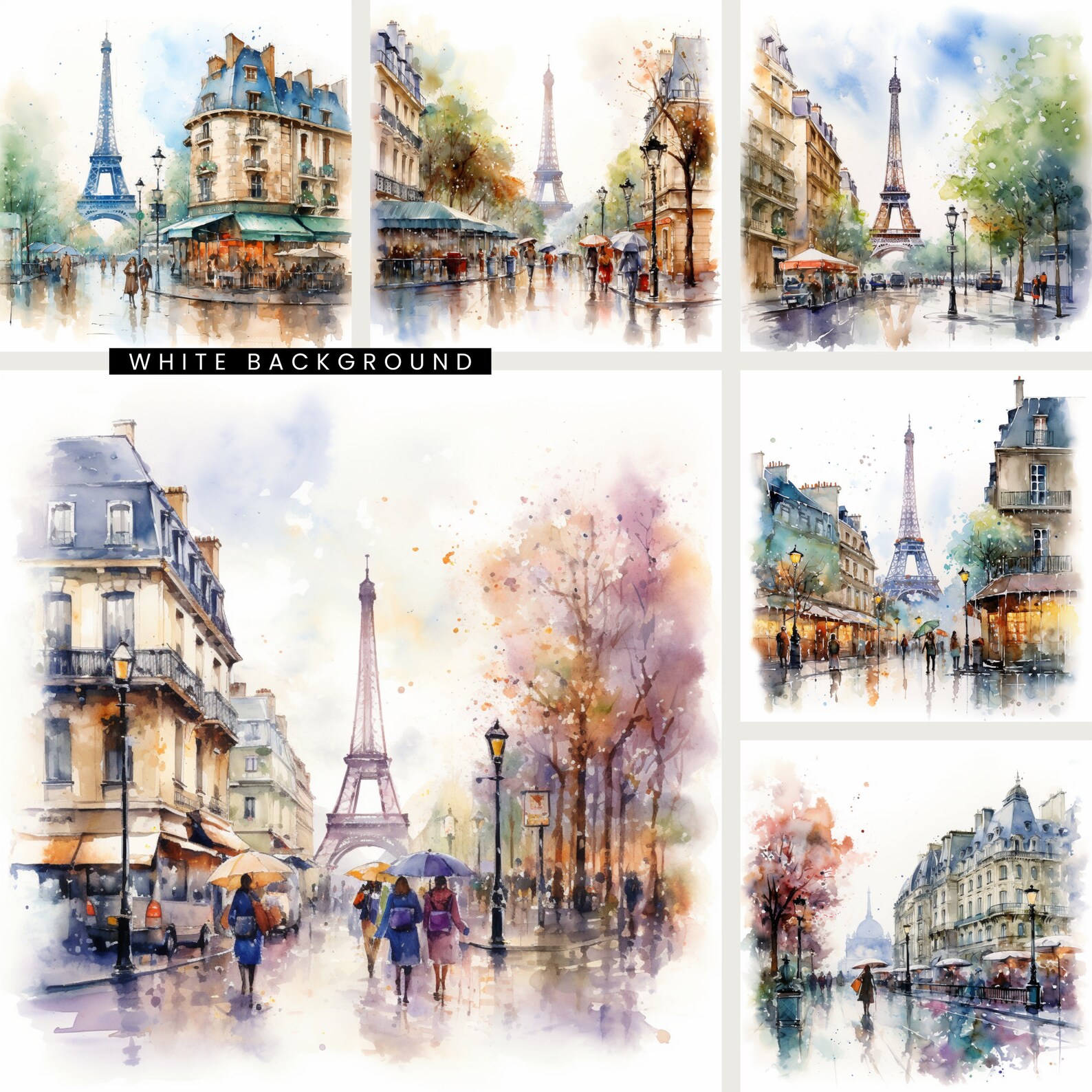 Watercolor Paris France Clipart, Travel Destination Clipart, Scrapbook ...