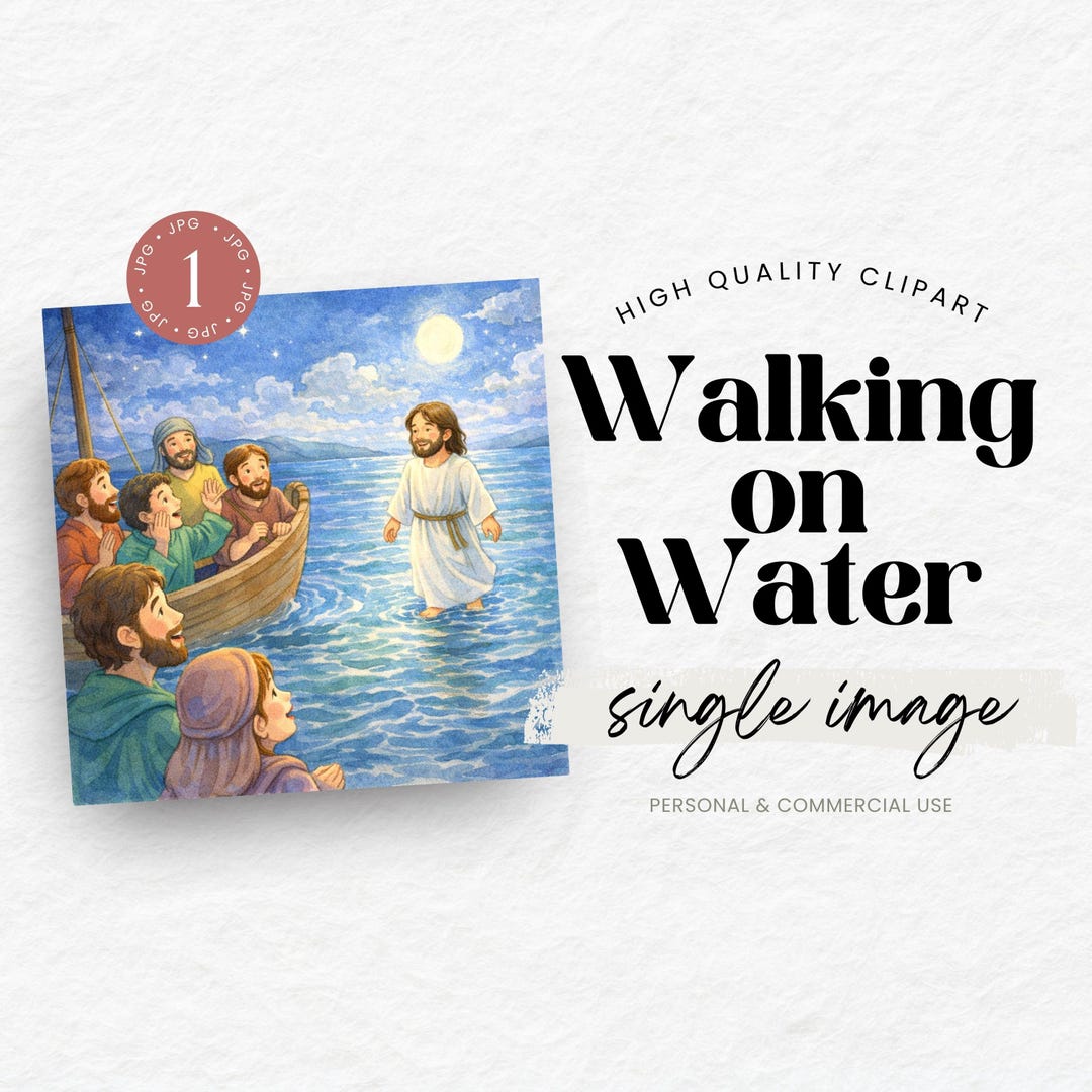 Jesus Walks on Water, Kids Bible Story Clipart, Religious Printable for ...