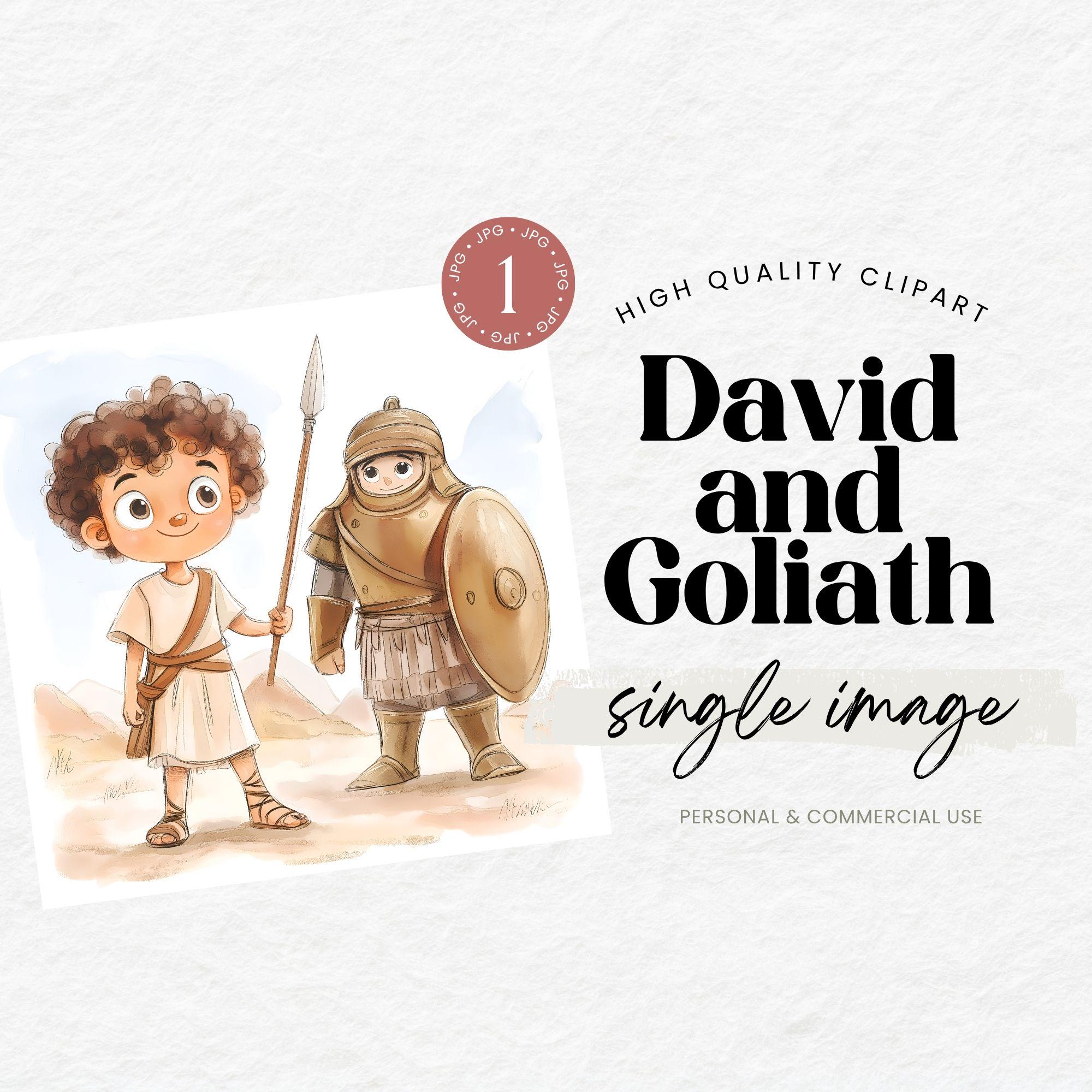 David and Goliath Clipart, Christian Kids Illustration for Bible ...