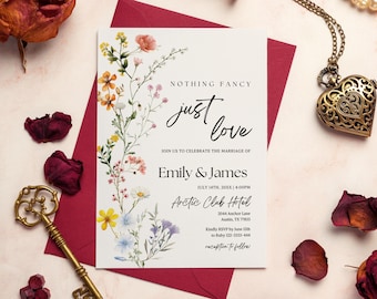 Nothing Fancy Just Love Invitation, Elopement Reception Invite ...