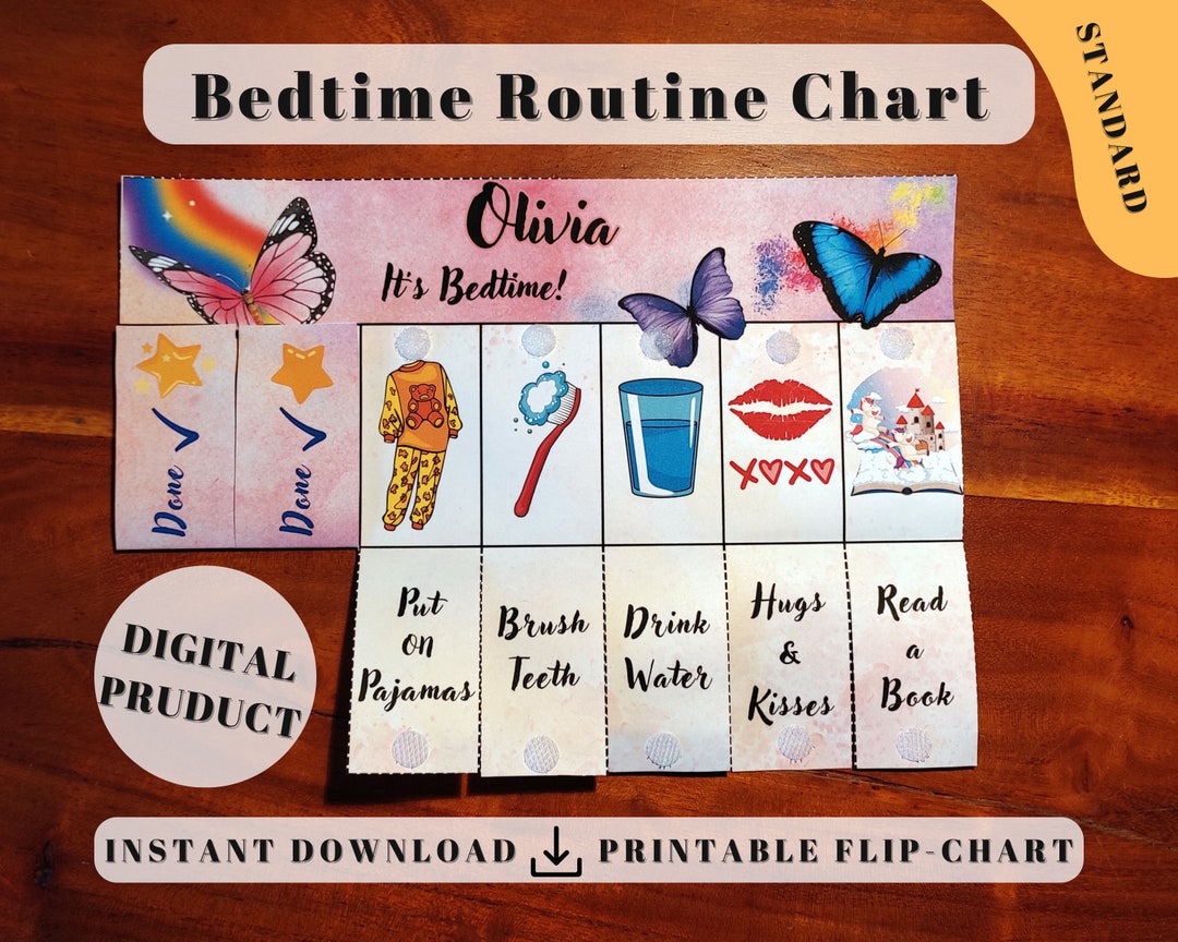 Butterfly Bedtime Chore Chart for Kids (standard), Parenting Hack ...