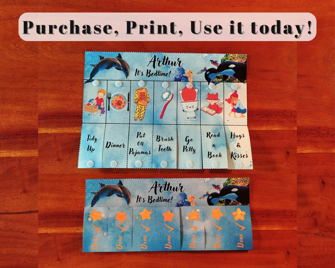 Sealife Bedtime Routine Chart (tidy Up), Printable Folding / Flip Chart ...