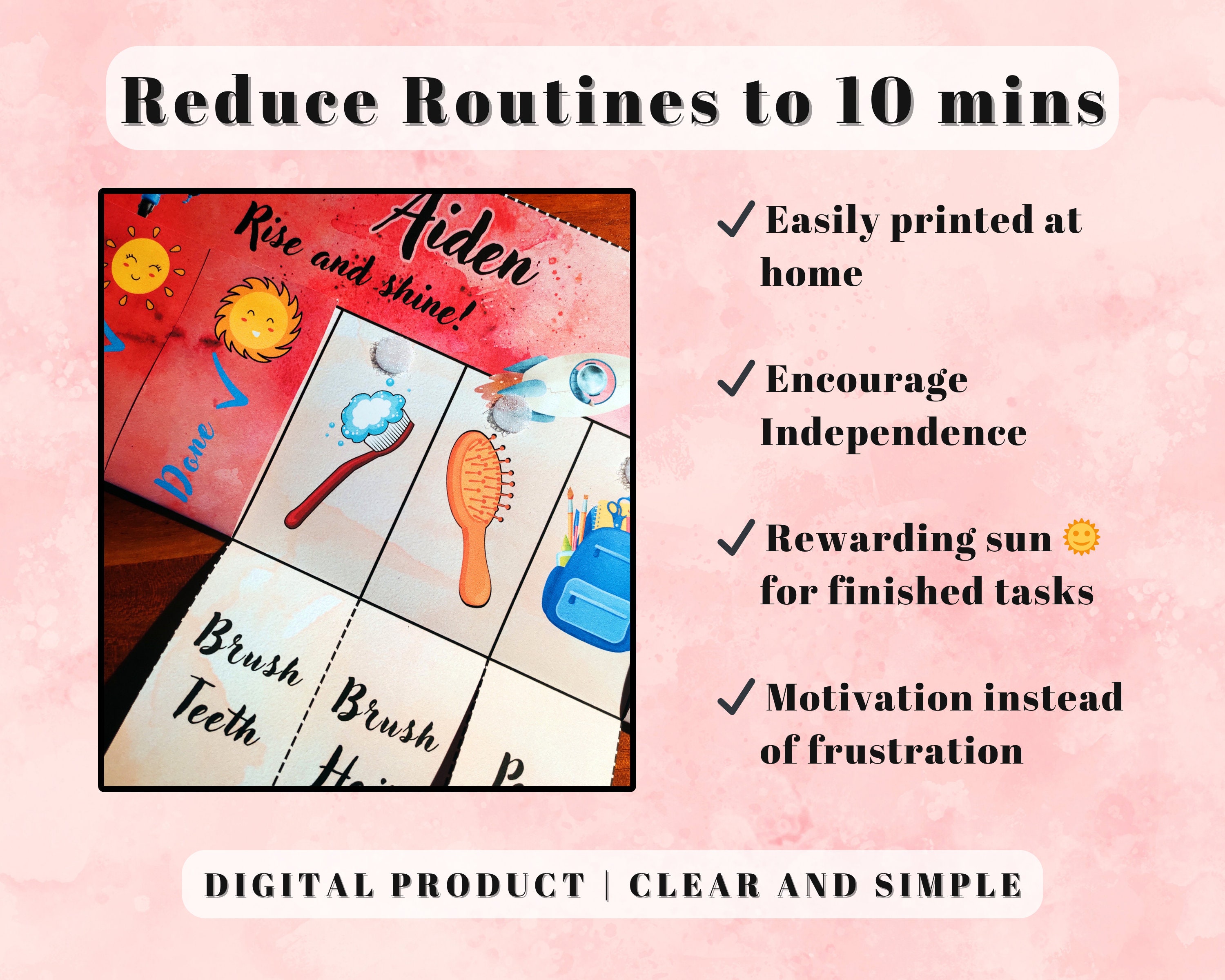 Robot Morning Routine Chart, Printable Folding Chore Chart for Kids ...