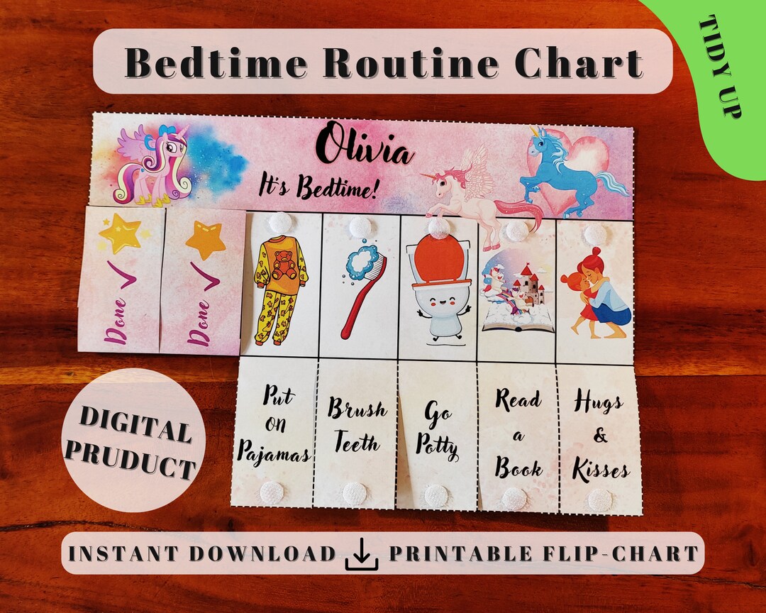 Pony Bedtime Routine Chart (tidy Up), Printable Folding / Flip Chart ...