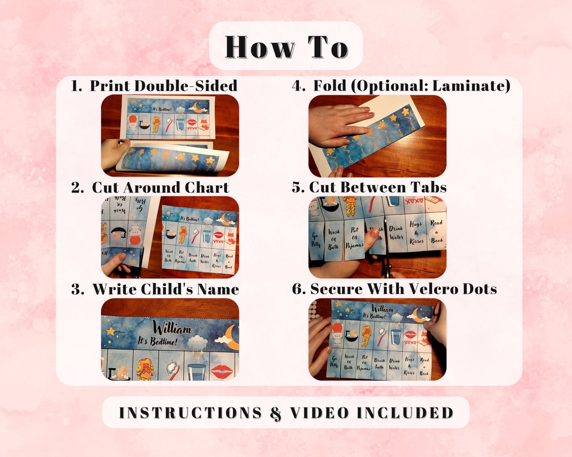 Moon Bedtime Routine Chart tidy Up, Printable Folding / Flip Chart ...