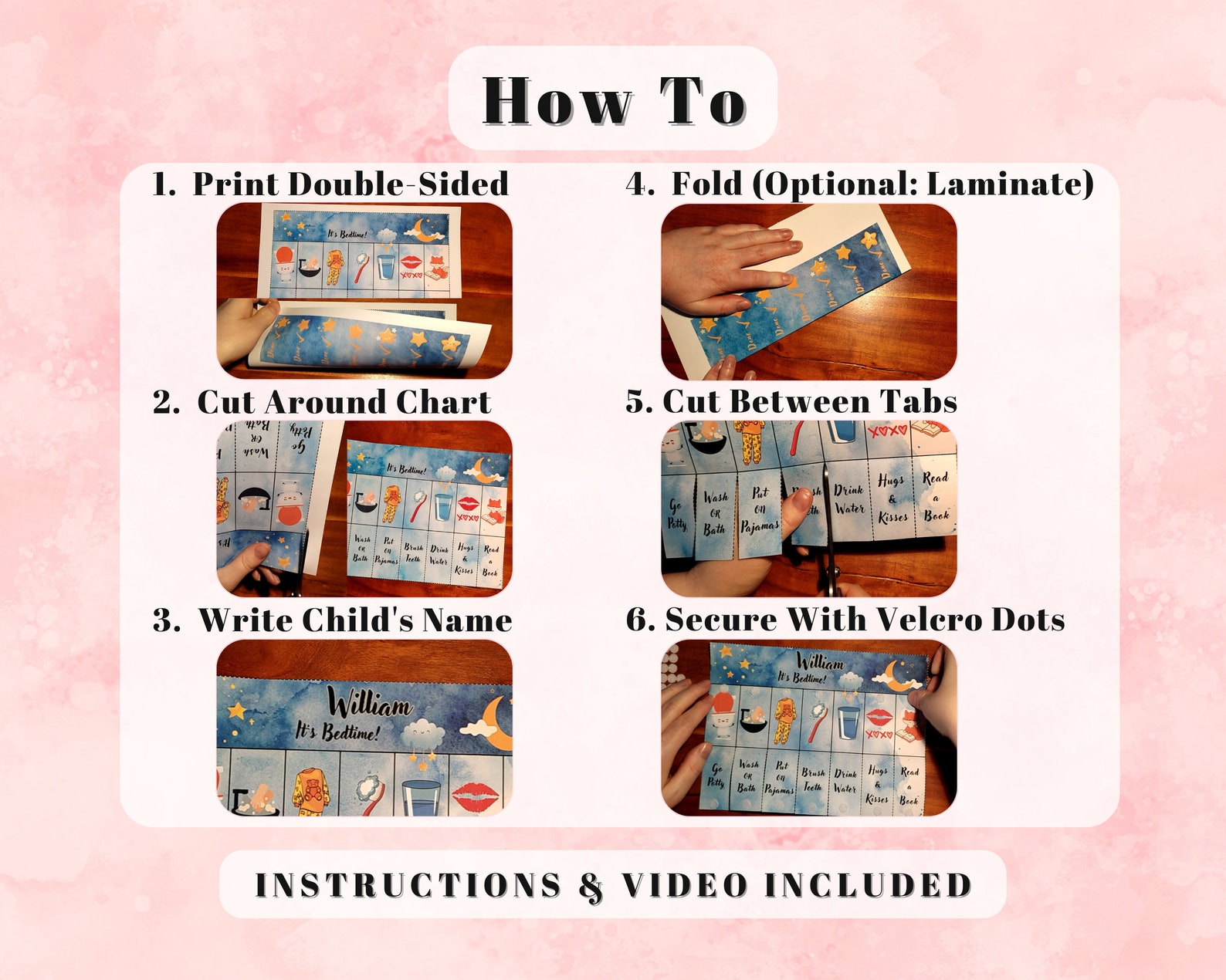 Moon Bedtime Routine Chart (tidy Up), Printable Folding / Flip Chart ...