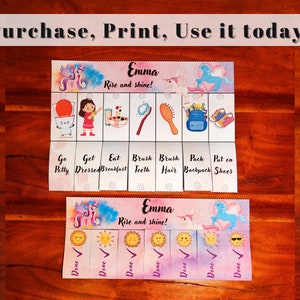 Pony Morning Routine Chart, Printable Flip Chore Chart for Kids Daily ...