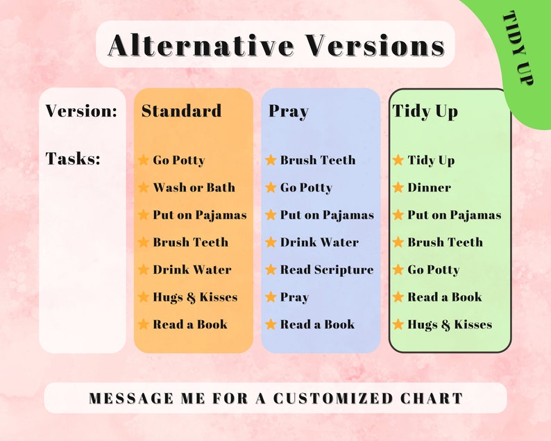 Pony Bedtime Routine Chart (tidy Up), Printable Folding / Flip Chart ...
