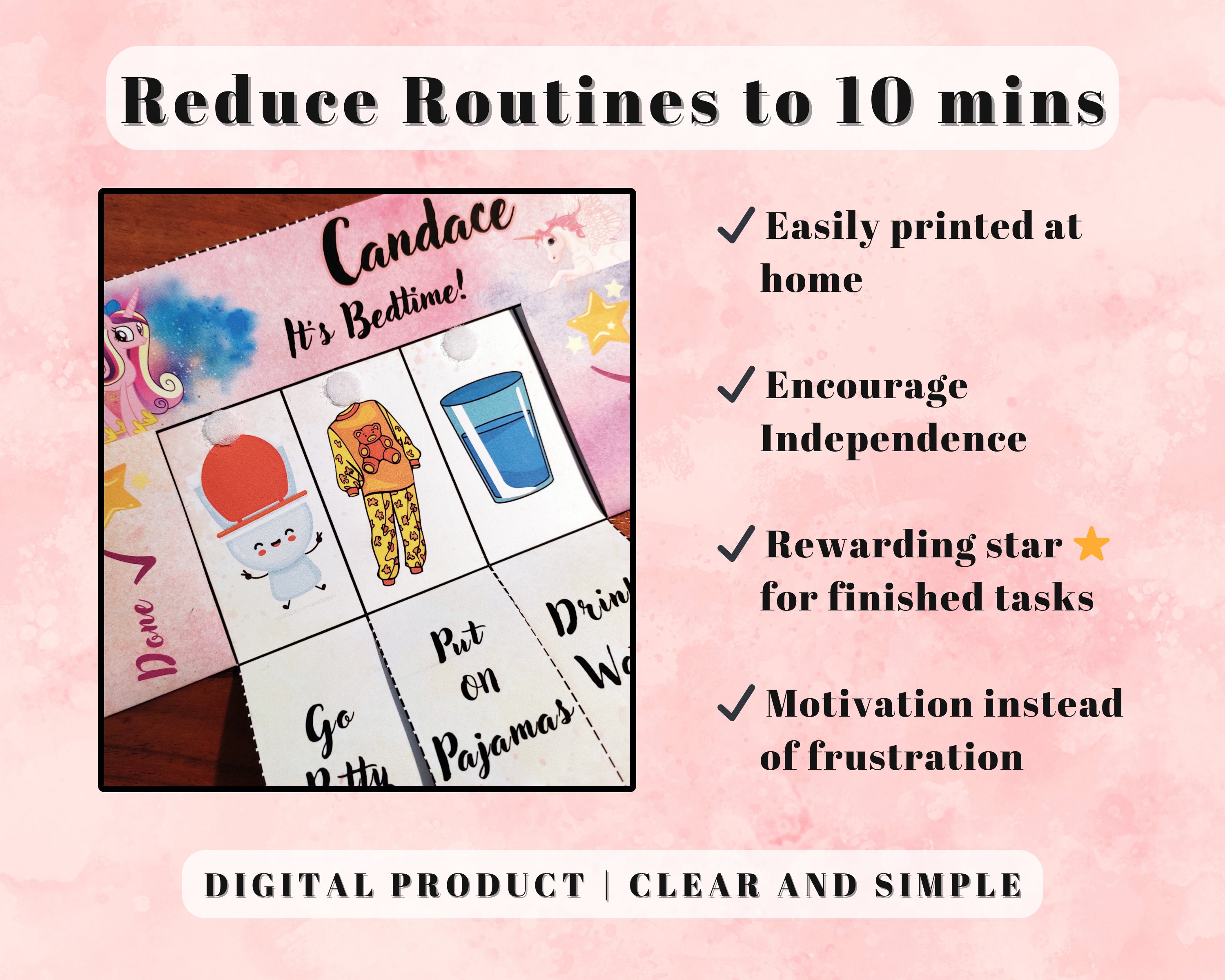 Pony Toddler Bedtime Routine Flip Chart pray, Printable Kids Routine ...