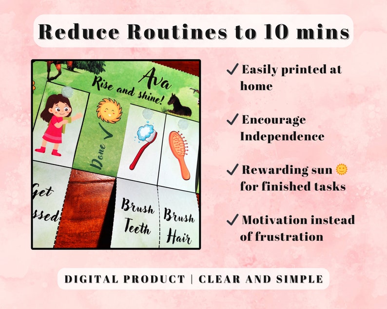 Horse Morning Routine Chart, Printable Flip Chore Chart for Kids Daily ...