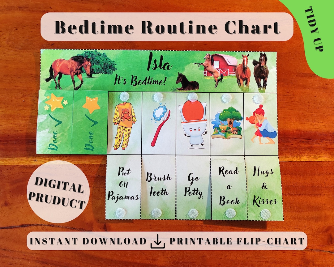 Horse Bedtime Routine Chart (tidy Up), Printable Folding / Flip Chart ...