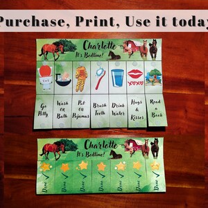 Horses Bedtime Chore Chart for Kids (standard) Printable Kids Routine ...