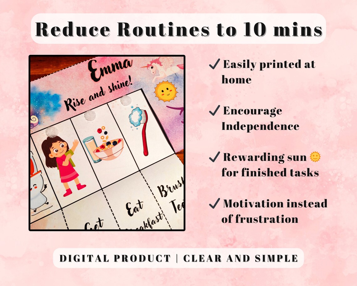 Pony Morning Routine Chart, Printable Flip Chore Chart for Kids Daily ...