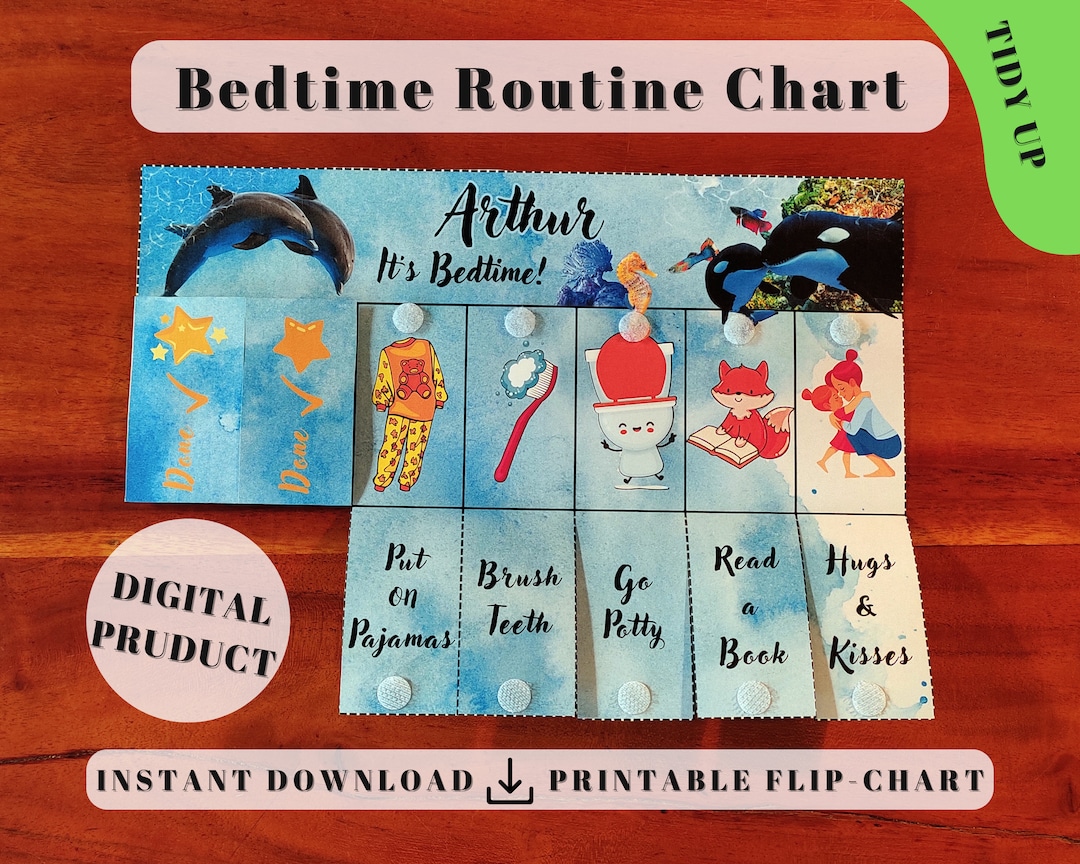 Sealife Bedtime Routine Chart (tidy Up), Printable Folding / Flip Chart ...