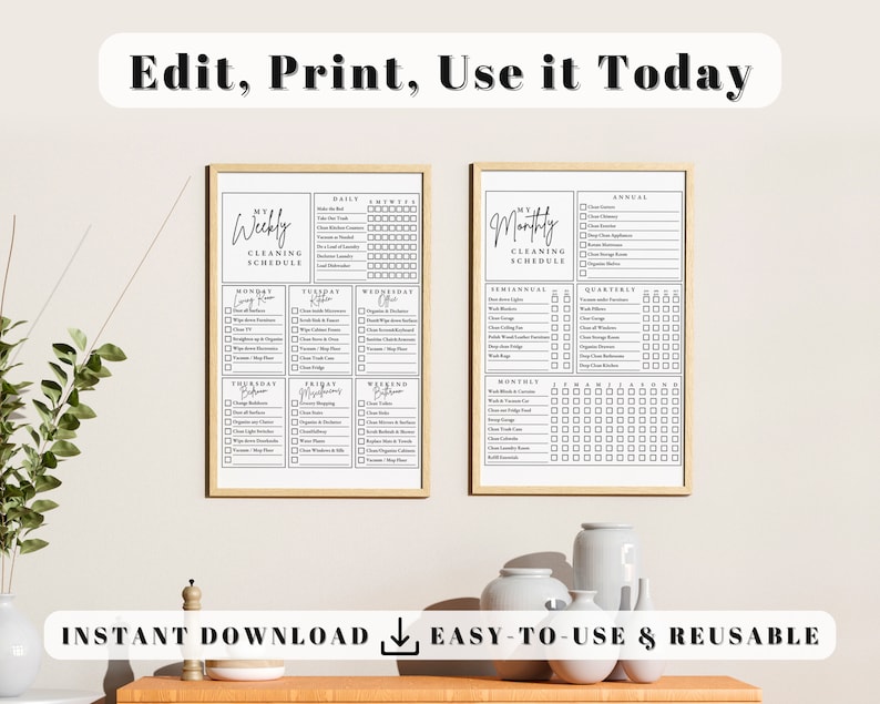 EDITABLE Cleaning Checklist, Family Chore Chart Printable, Cleaning ...