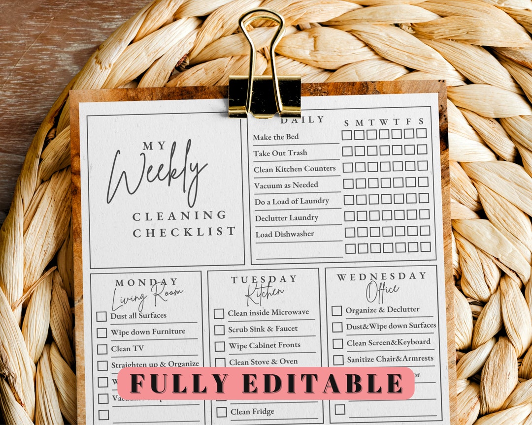 Editable Cleaning Checklist, Cleaning Schedule, Family Chore Chart ...