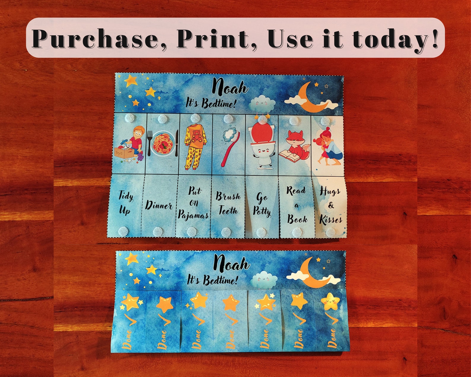 Moon Bedtime Routine Chart (tidy Up), Printable Folding / Flip Chart ...