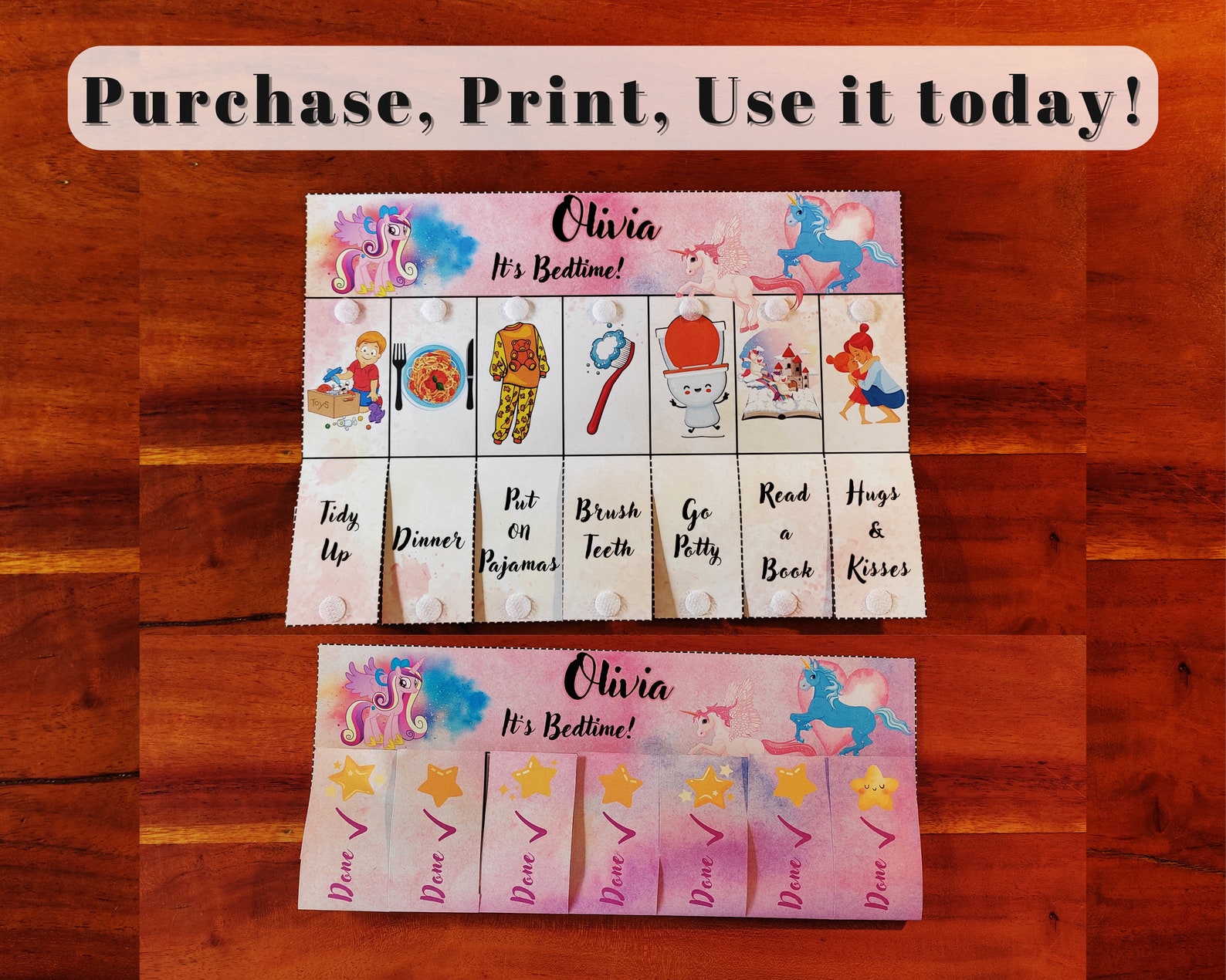 Pony Bedtime Routine Chart (tidy Up), Printable Folding / Flip Chart ...
