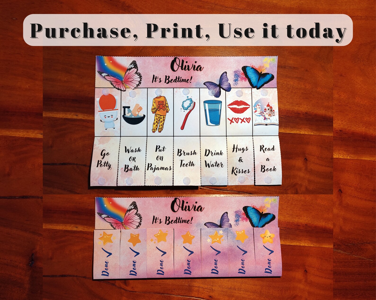 Butterfly Bedtime Chore Chart for Kids (standard), Parenting Hack ...