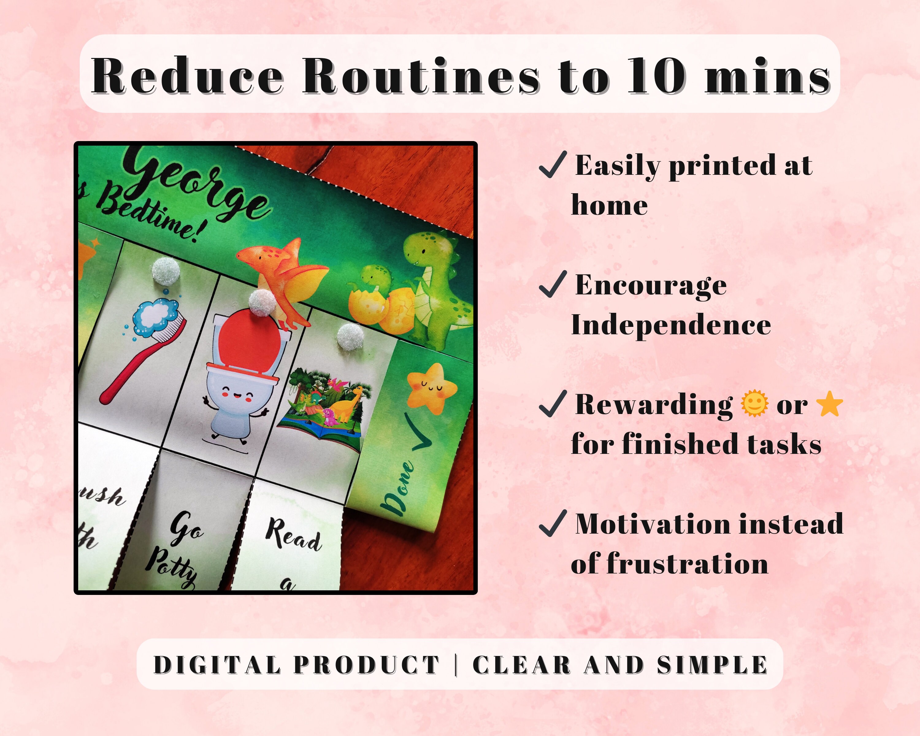 Dino Customized Chore Chart for Kids, Printable Folding, Flip Chart ...