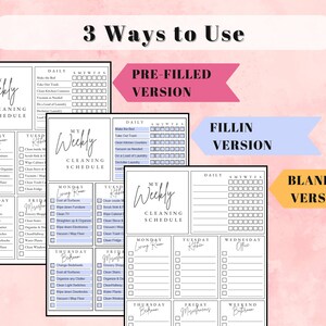 EDITABLE Cleaning Checklist, Cleaning Schedule, Family Chore Chart ...