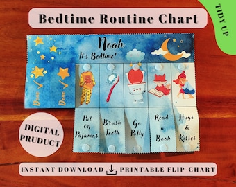 Bedtime Routine Chart, Printable Folding / Flip Chart : Kids Daily ...