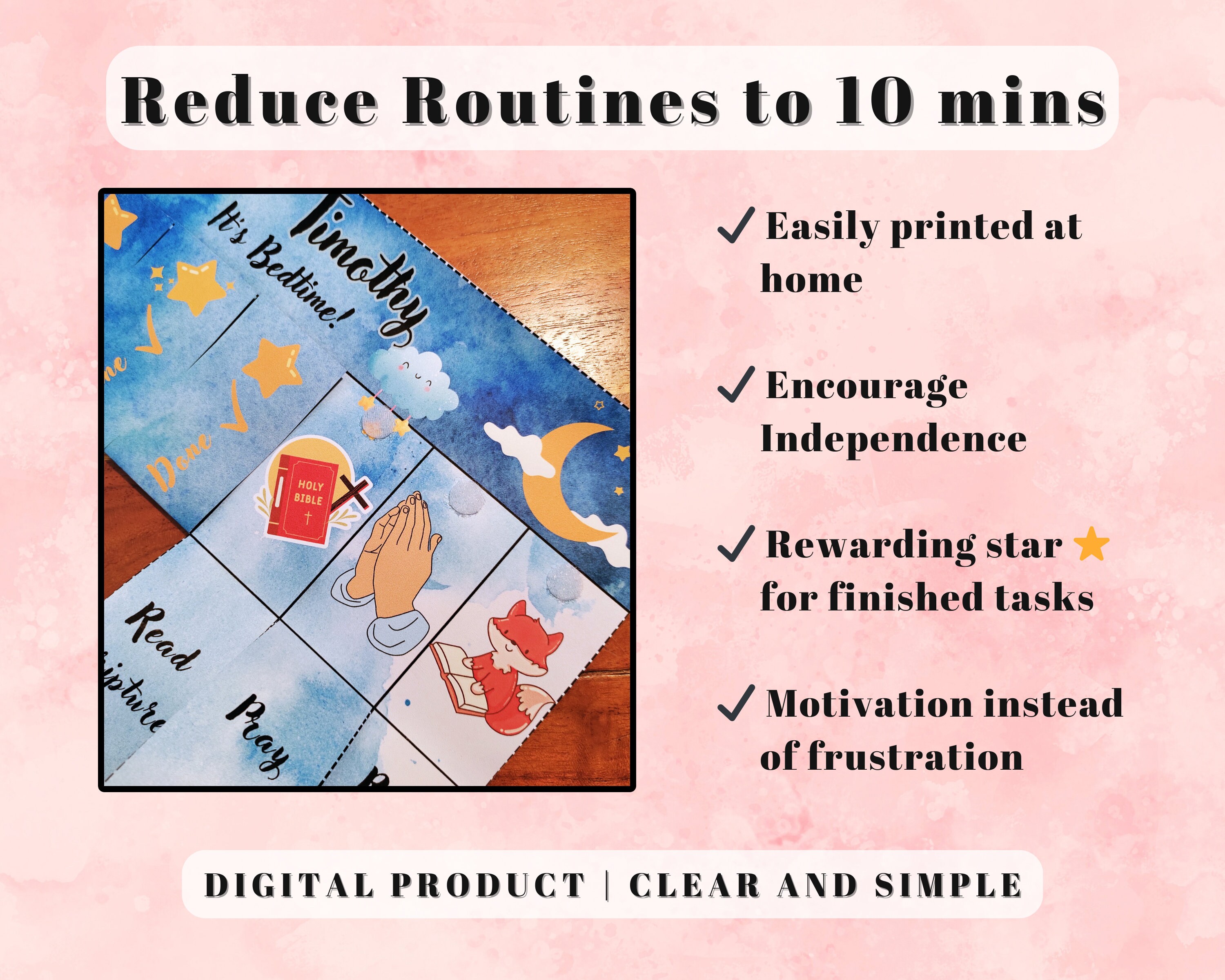 Moon Toddler Bedtime Routine Flip Chart pray Chore Chart - Etsy