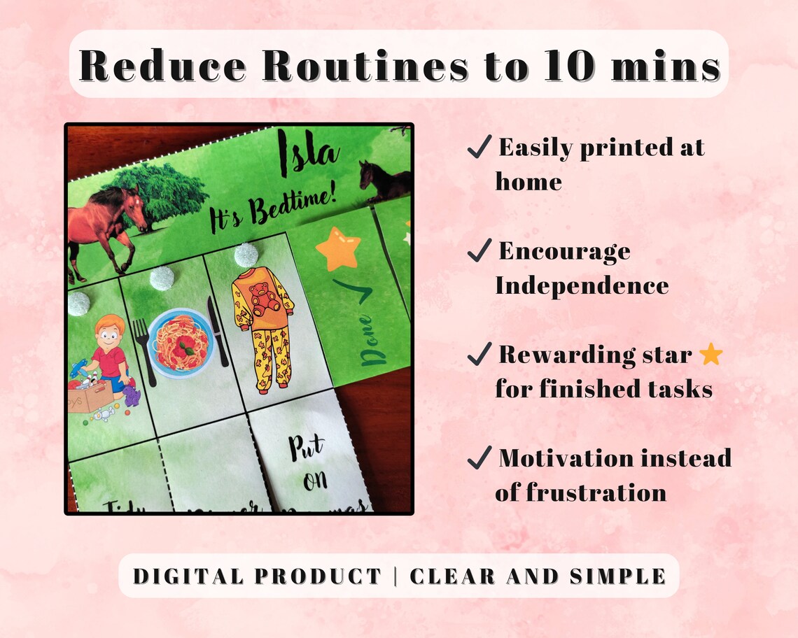 Horse Bedtime Routine Chart (tidy Up), Printable Folding / Flip Chart ...