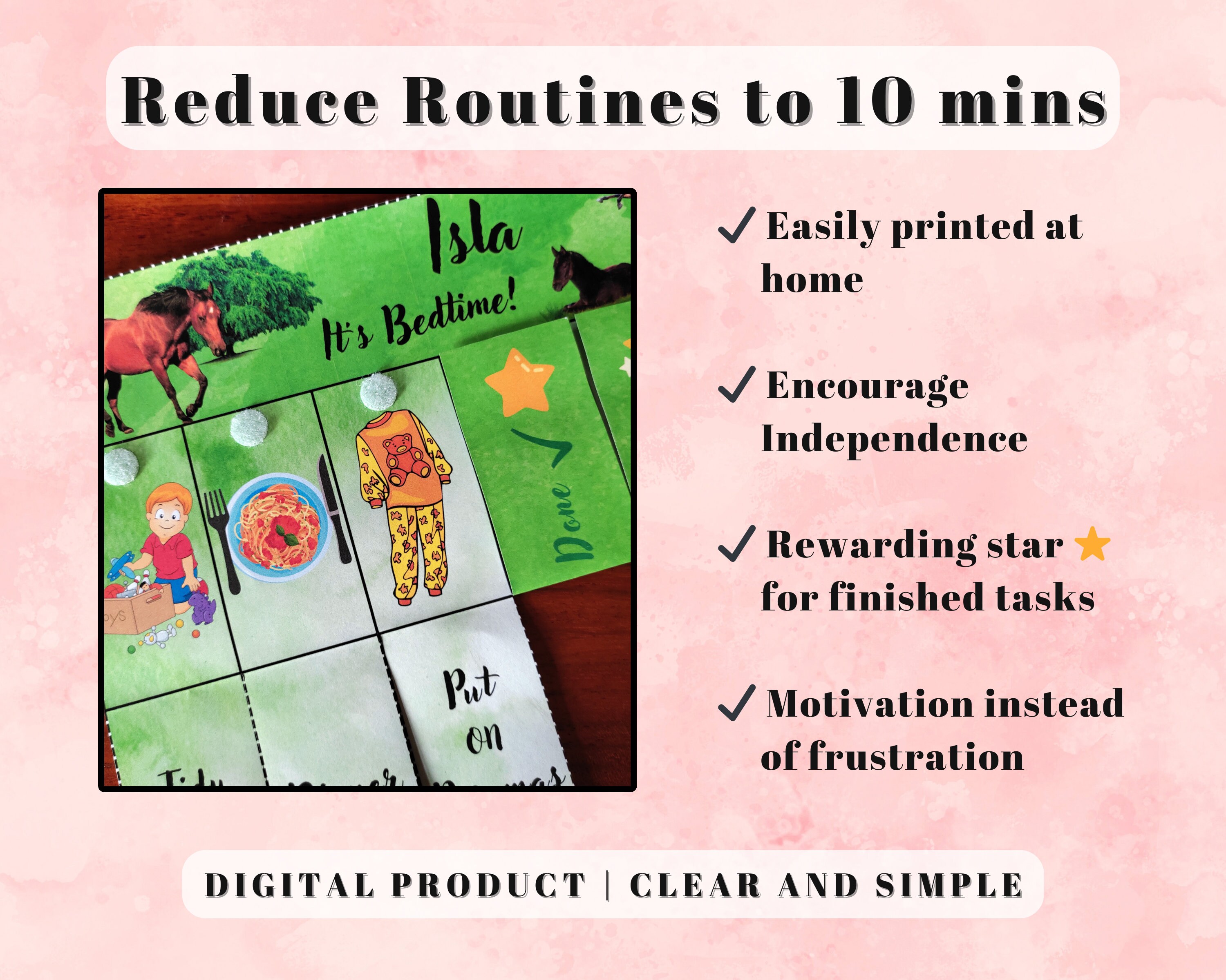 Horse Bedtime Routine Chart (tidy Up), Printable Folding / Flip Chart ...