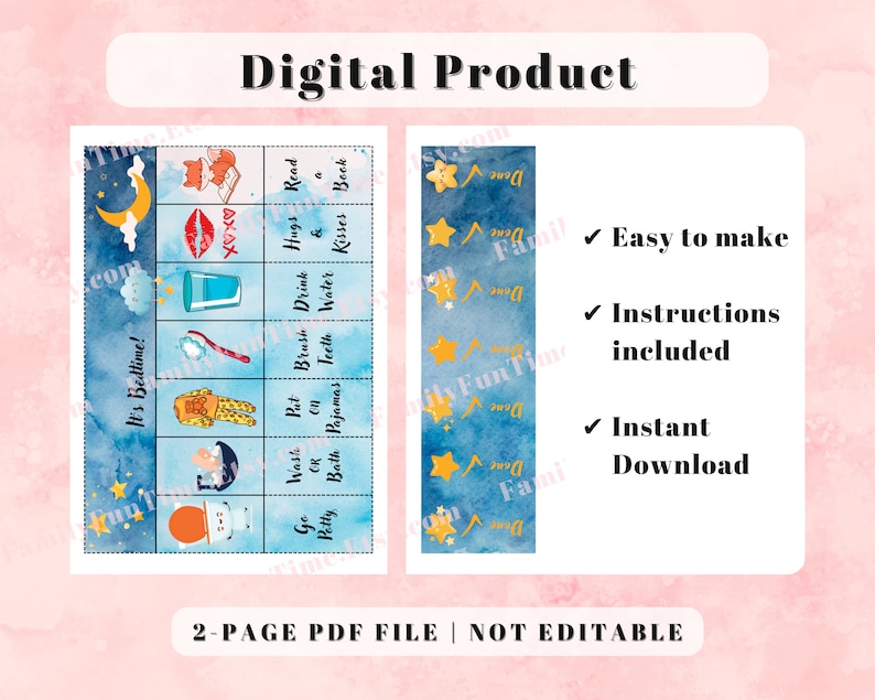 Moon Bedtime Chore Chart for Kids standard, Parenting Hack, Routine ...