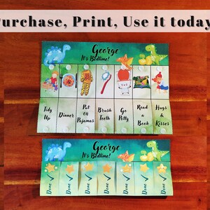 Dino Bedtime Routine Chart (tidy Up), Printable Folding / Flip Chart ...
